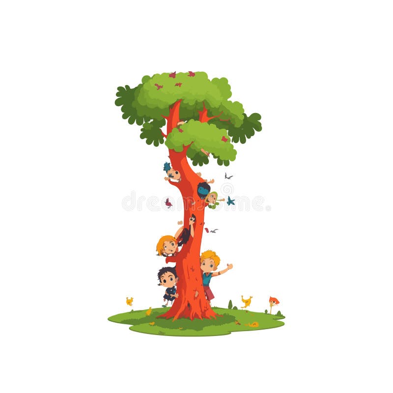 Boy Behind Tree Stock Illustrations – 138 Boy Behind Tree Stock ...