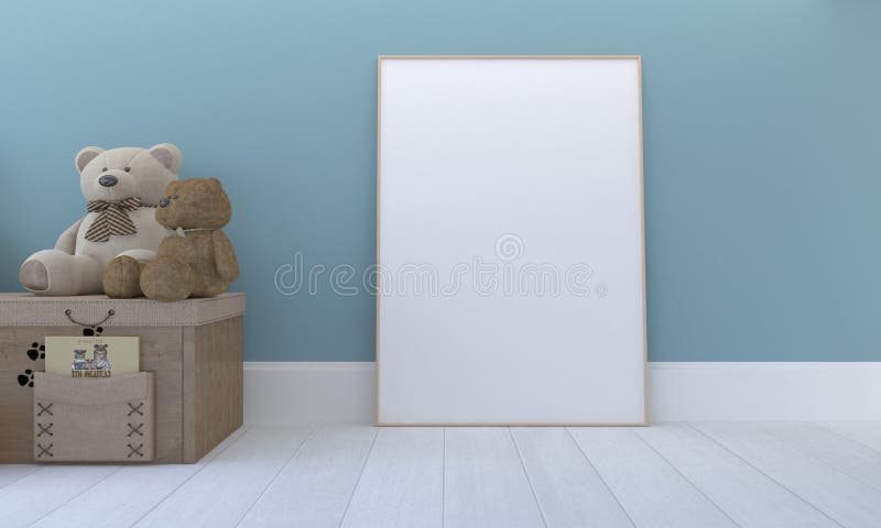 Kids Childhood Room Frame Mockup, Nursery Interior Mockup Stock ...
