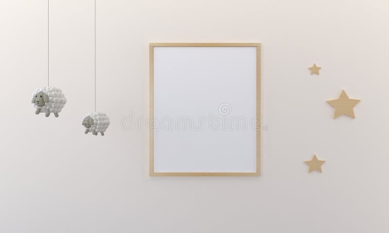 Kids Childhood Room Frame Mockup, Nursery Interior Mockup Stock Image ...