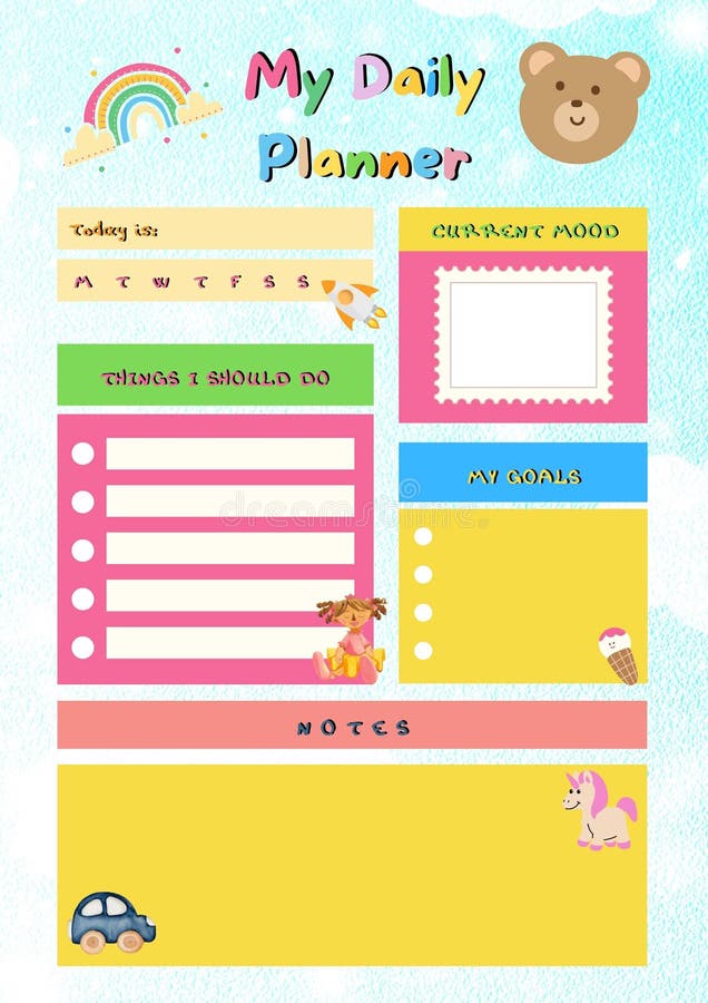 Kids Planner Digital Planning Insert Sheet Printable Page Template ...