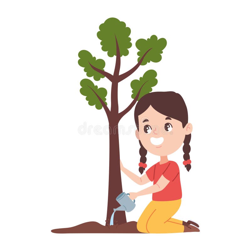 Kids Planting Tree Together Stock Vector - Illustration of green ...