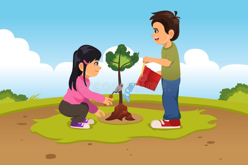 Cartoon Kids Planting Stock Illustrations – 1,757 Cartoon Kids Planting ...