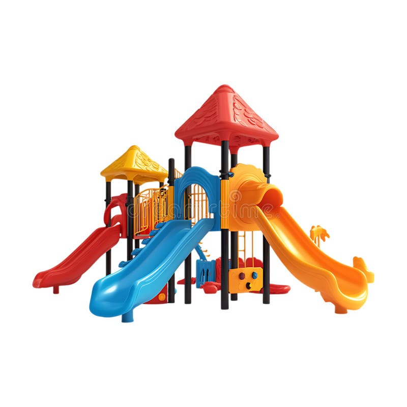 Kids Plastic Playground Set Slides Swings on Transparent Background ...