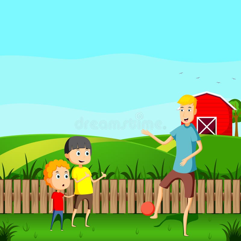 Kids Play in Garden Cartoon Stock Vector - Illustration of ofcasino ...