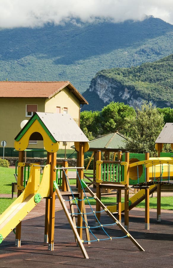 Outdoor Adventure Playground for Kids Overlooking Beautiful Lake Garda ...