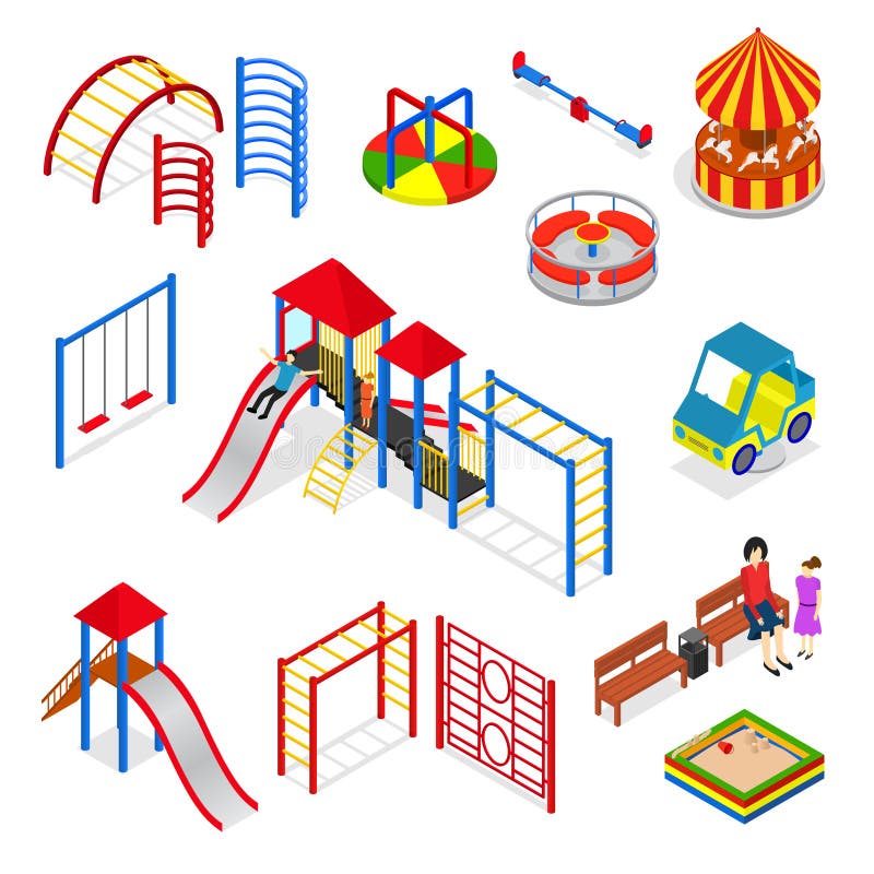 Kids Playground Elements Set Isometric View. Vector Stock Vector ... Kids Playground Elements Set Isometric View. Vector Stock Vector ...