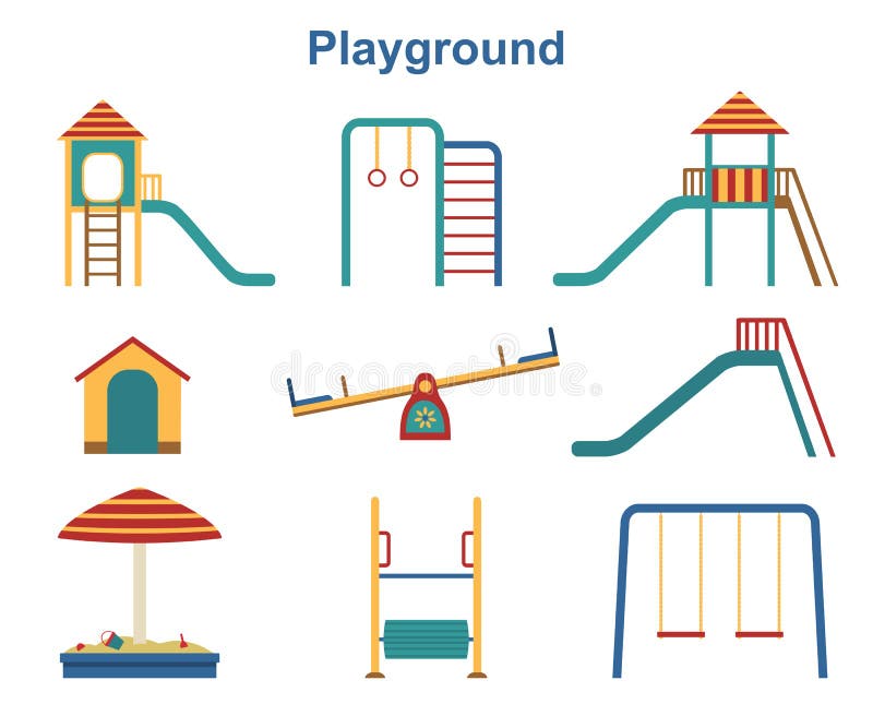 Kids playground elements. stock vector. Illustration of slide - 66964272