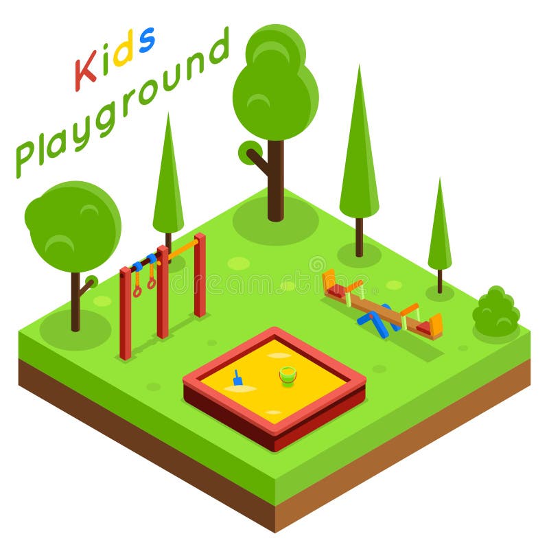 Kids Playground Isometric Mockup Stock Vector - Illustration of ...