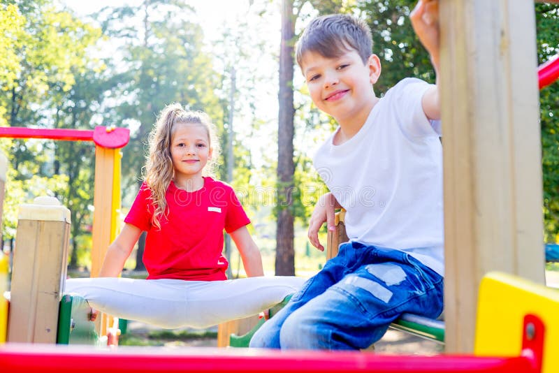 Kids on playground stock image. Image of lovely, play - 103514191