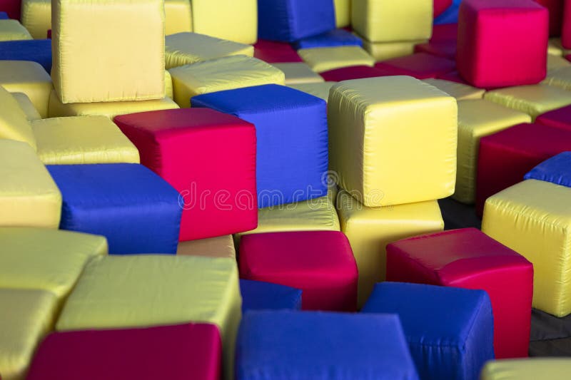 Kids Playground with Soft Multi-colored Cubes Stock Photo - Image of ...