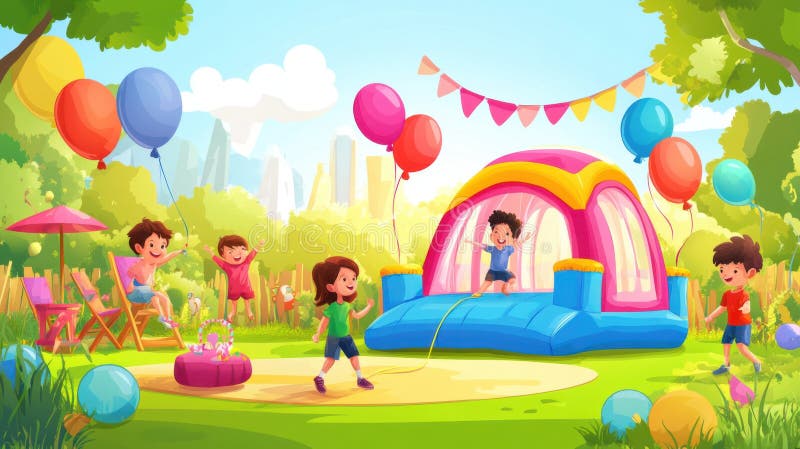 Kids Bounce House Stock Illustrations – 451 Kids Bounce House Stock ...