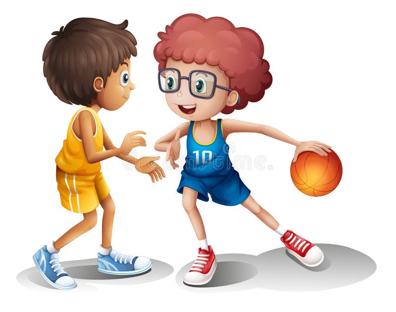 Kids playing basketball stock illustration. Illustration of element ...