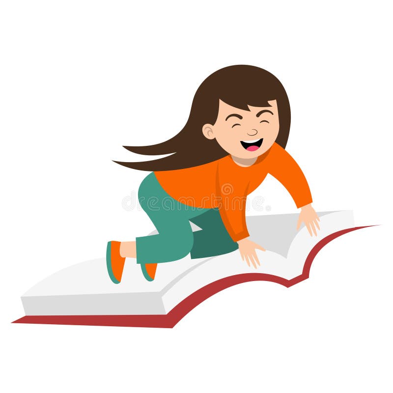 Kids Playing on a Book Illustration Stock Vector - Illustration of ...