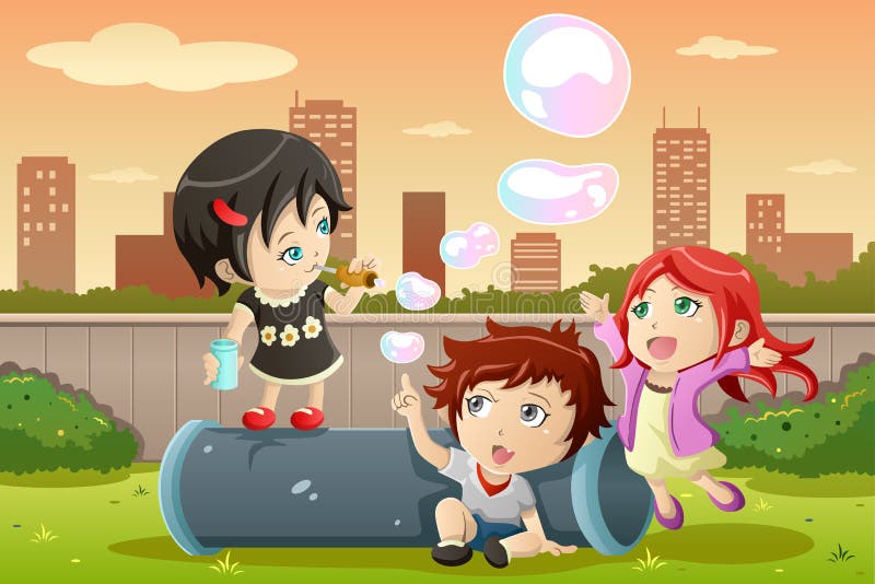 Anime Children Playing