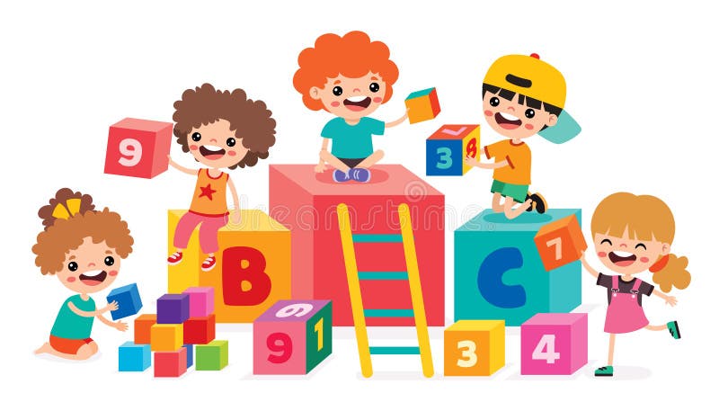 Cartoon Kids Building Blocks Stock Illustrations – 571 Cartoon Kids ...