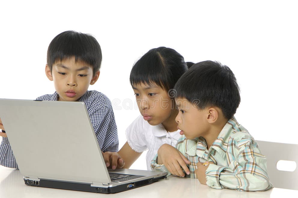 Kids playing computer stock image. Image of love, game - 5234659