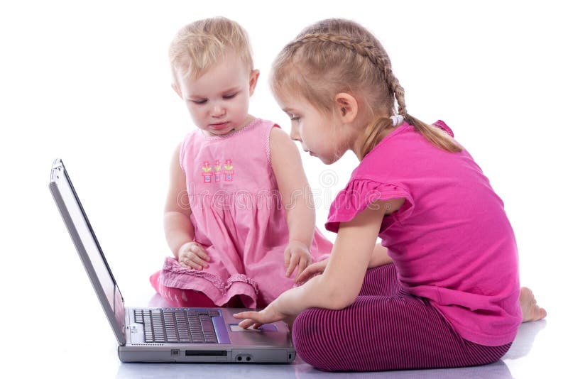 Kids Playing Computer Game on Laptop Stock Photo - Image of casual ...