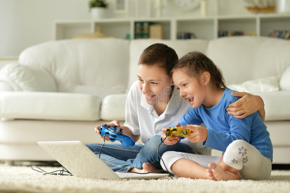 Kids Playing Computer Games Stock Image - Image of kids, childhood ...
