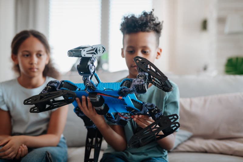 Kids Playing with Drone at Home. Stock Photo - Image of invention, dron ...