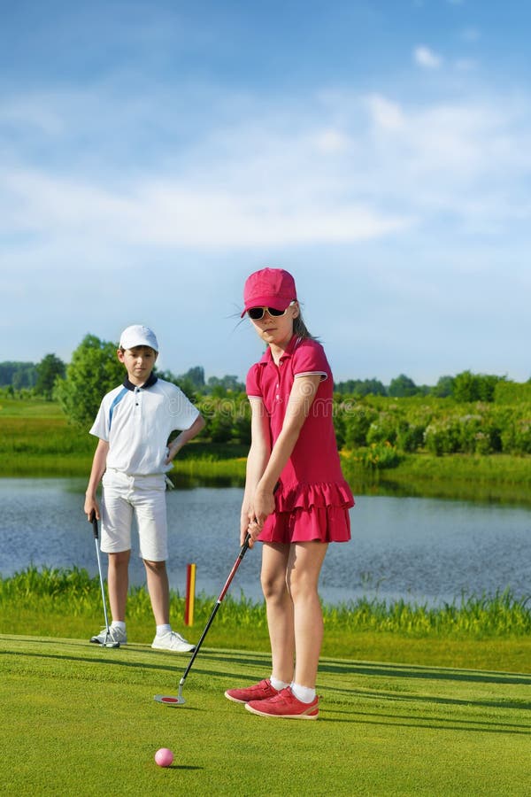 Kids playing golf stock image. Image of practice, active - 60823271