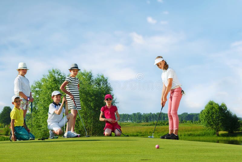 Kids playing golf stock photo. Image of exercise, activity - 61268544