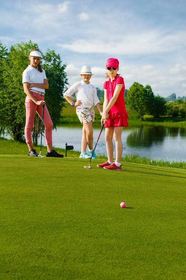 Kids playing golf stock photo. Image of grass, playing - 68619838