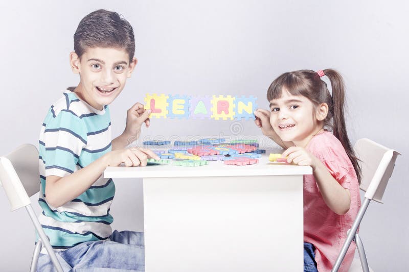 Kids Having Fun Learning English Stock Photo - Image of preschool ...