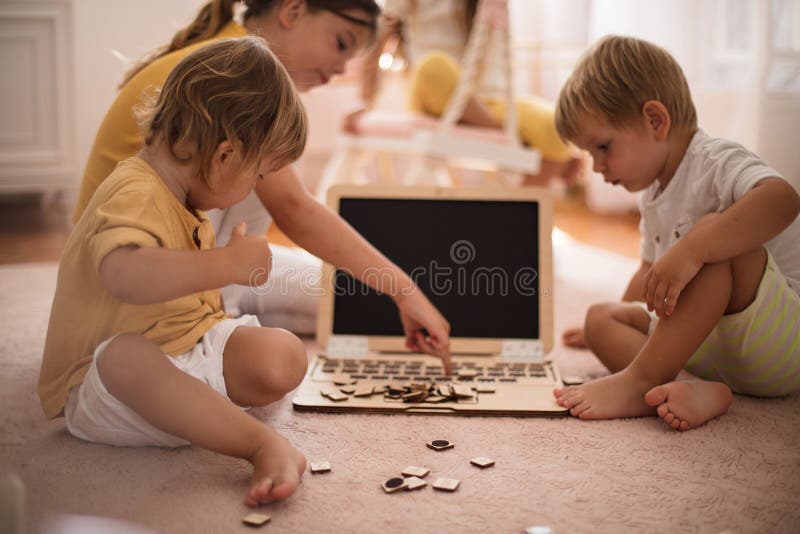 Kids Playing Interactive Games Stock Photo - Image of interactive ...
