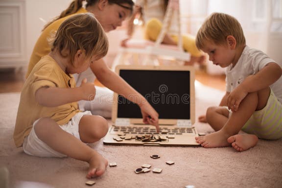 Kids Playing Interactive Games Stock Photo - Image of interactive ...