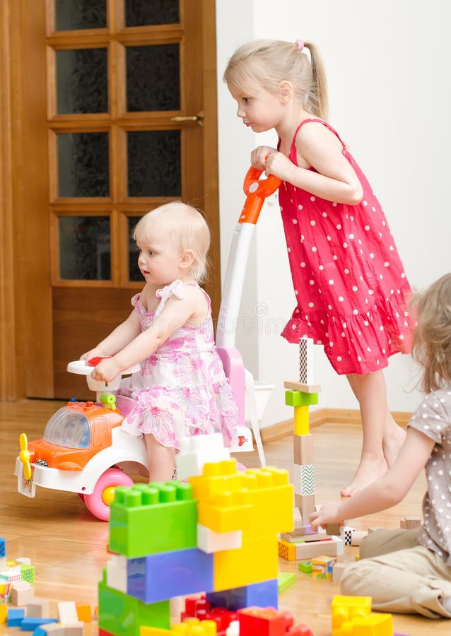 Kids Playing in Kindergarten Stock Image - Image of play, indoors: 30046271