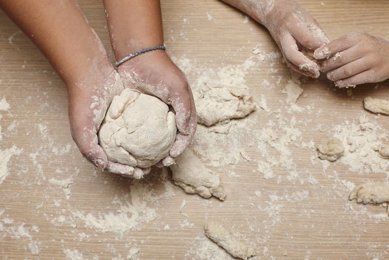 Kids are Playing and Making Dough Stock Photo - Image of material ...