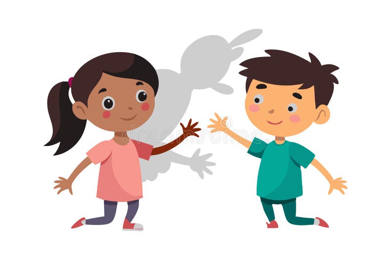 Kids Playing and Making Shadow Puppets Stock Vector - Illustration of ...