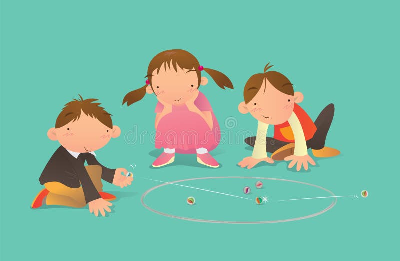 Kids playing Marbles game stock vector. Illustration of girl - 70297217