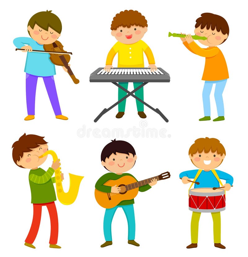 Cartoon Little Kids Playing Music Stock Vector - Illustration of ...
