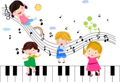 Kids Playing with Musical Notes Stock Vector - Illustration of children ...