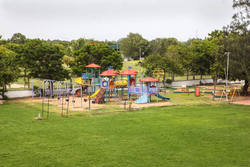 Kids Playing Park Area in Open Gound Stock Image - Image of space, open ...
