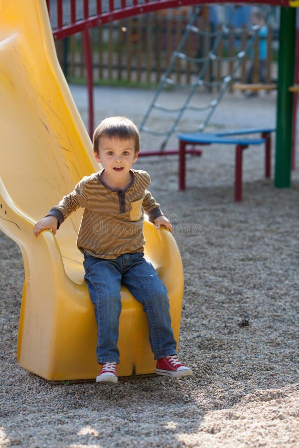 Kids, Playing On The Playground Stock Image - Image of people, nature ...