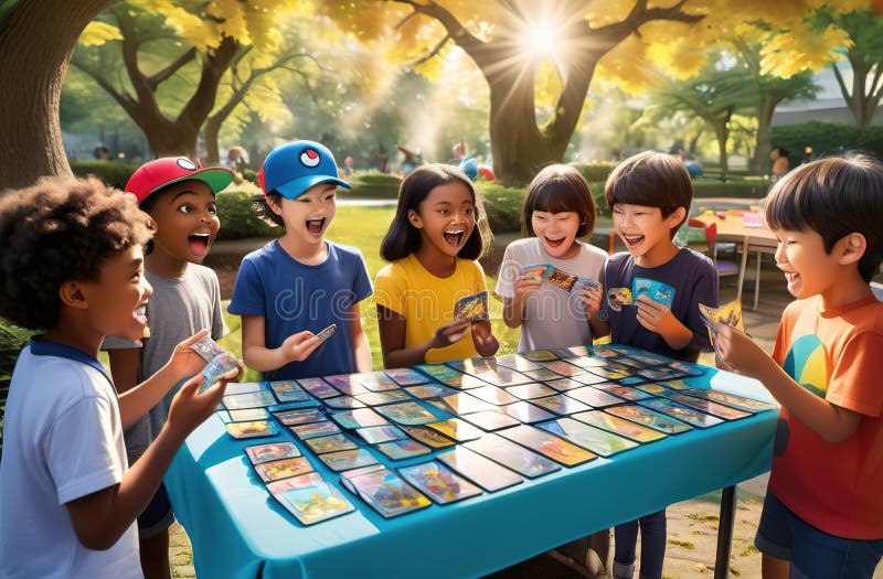 Kids Playing with Pokemon Cards at 14-10-2024 Editorial Image ...