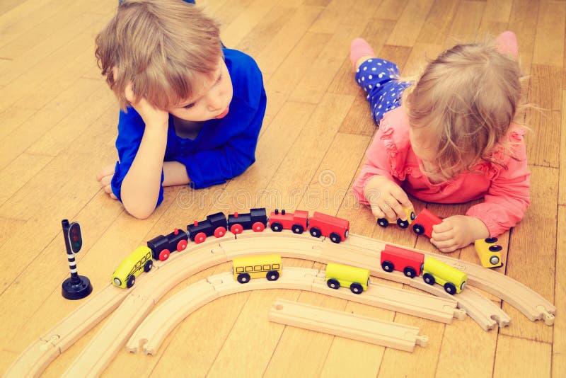 Kids Playing with Railroad, Learning and Daycare Stock Photo - Image of ...