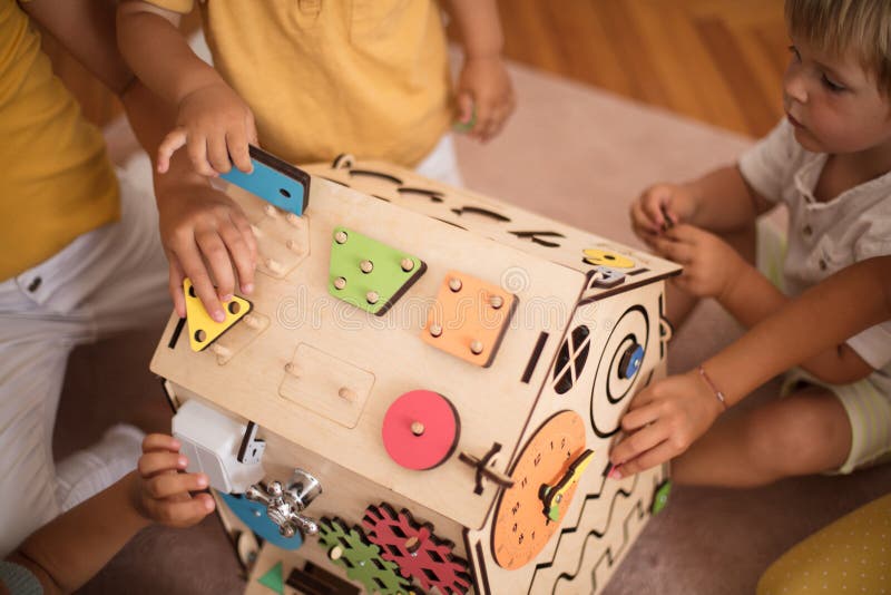 Kids Playing in the Room. Fun with Interactive Game Stock Image - Image ...