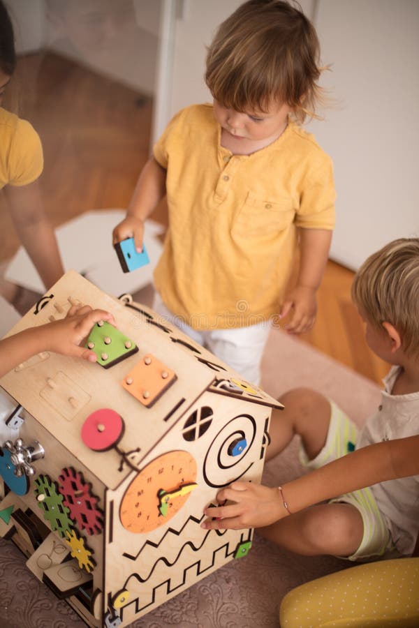 Kids Playing Interactive Games Stock Image - Image of little ...