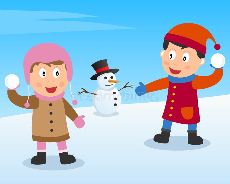 Kids Playing with Snow Balls Stock Vector - Illustration of friends ...