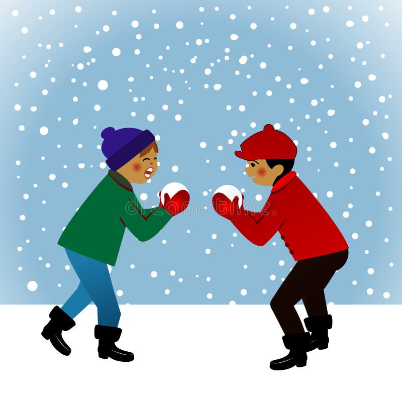 Kids Snow Fight Stock Illustrations – 225 Kids Snow Fight Stock ...