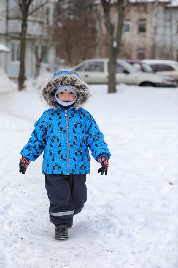 Kids Playing with Snow in Winter on Backyard Stock Photo - Image of ...