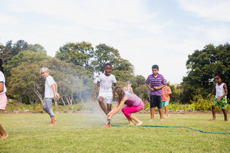 Kids Playing Together during a Sunny Day Stock Photo - Image of casual ...
