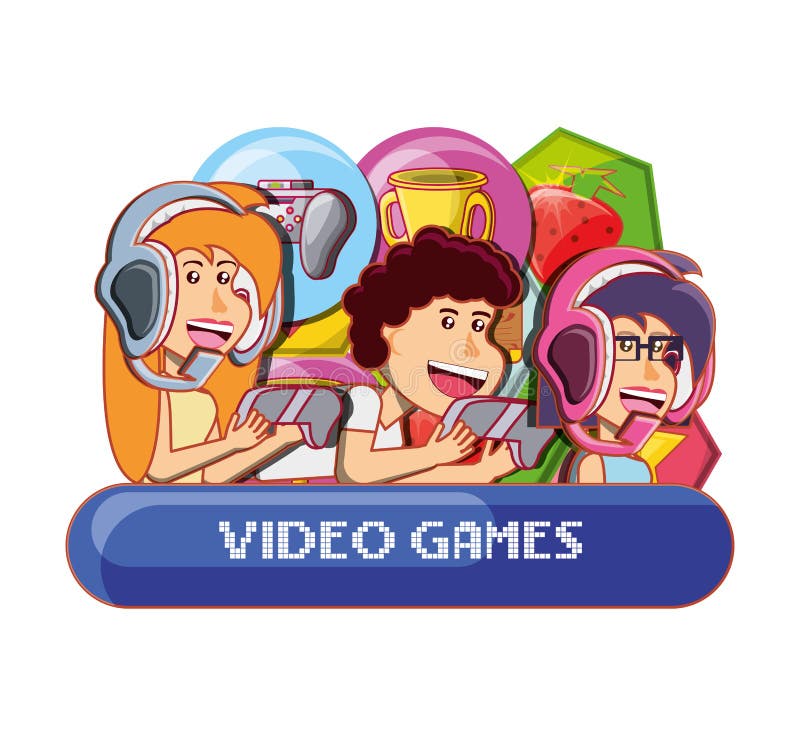 Kids Playing with Video Game Console Stock Vector - Illustration of ...