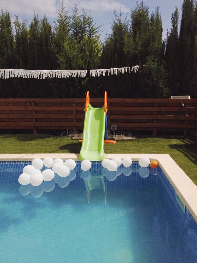 Kids pool party stock image. Image of kids, balloons - 42671475