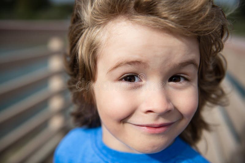 Kids Portrait, Close Up Head of Cute Child. Stock Photo - Image of ...