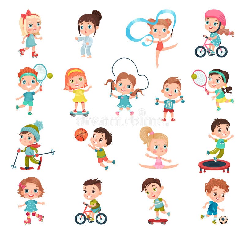 Kids Practicing Different Sports and Physical Activities in Education ...