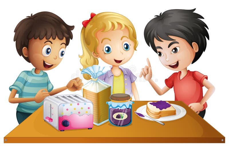 Kids Preparing Their Snacks Stock Vector - Illustration of graphic ...